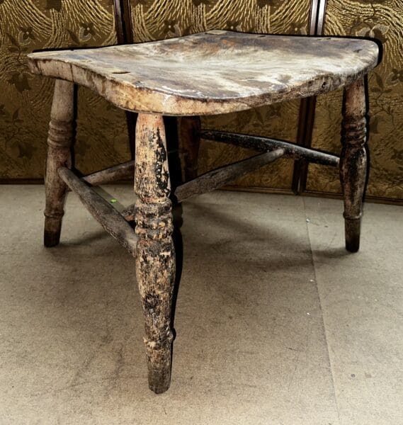 THB11419 stool wooden bobbin turned legs (cut down farmhouse arm chair ...